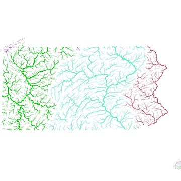 "Pennsylvania River Basin Map in Rainbow Colours with White Background ...