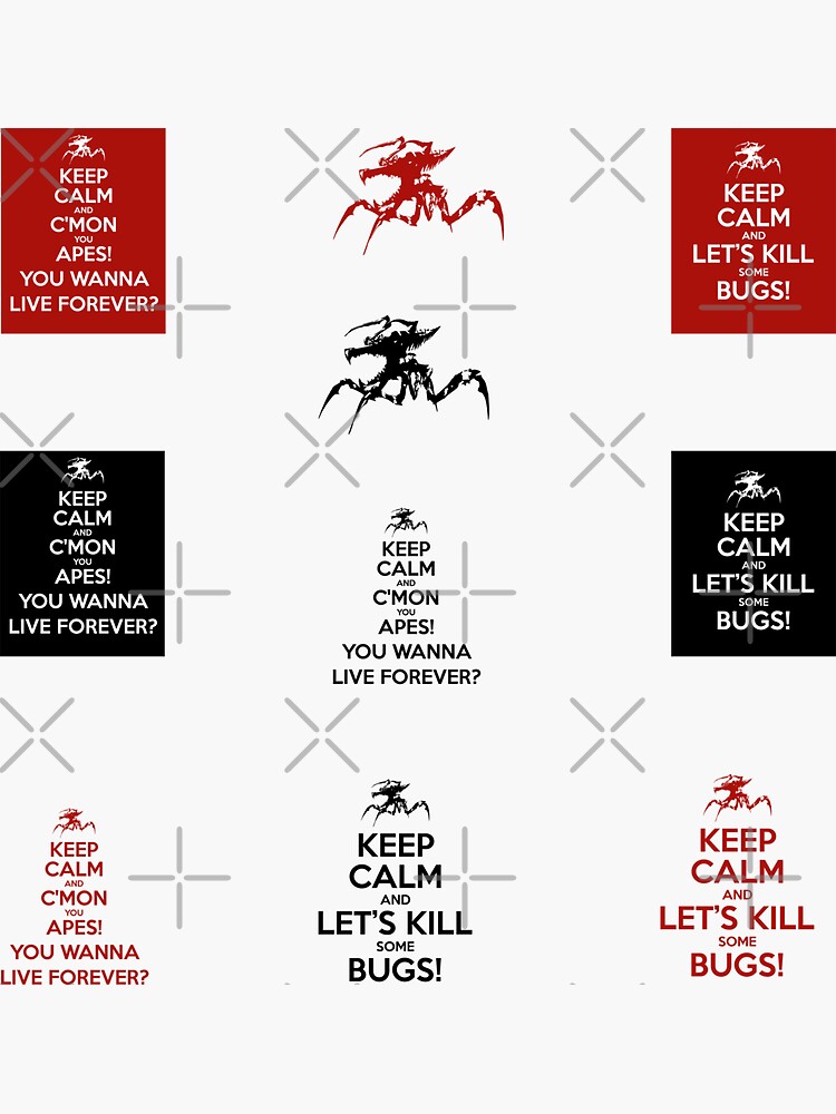 "Keep Calm C'Mon You Apes Let's Kill Some Bugs Sticker Set Pack ...