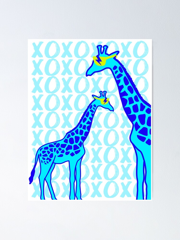 "giraffe xoxo - blue" Poster for Sale by juliasantos5 | Redbubble