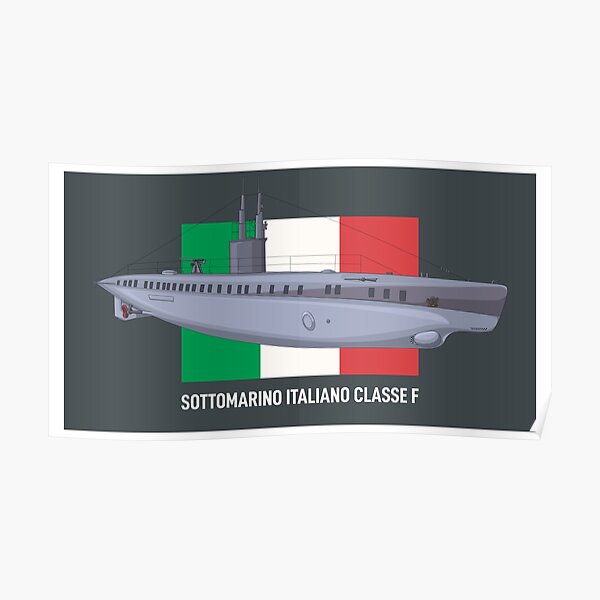 "Italian F-class Submarine WW1 Submarines Italy Navy Flag Gifts" Poster ...