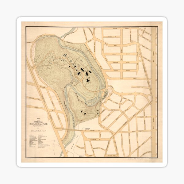 "Old DC ZOO Map (1914) Vintage National Zoological Garden Atlas ...
