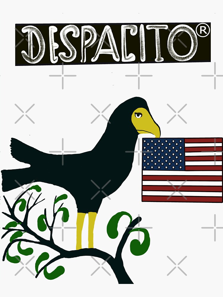 "Despacito® Original Distressed Text Eagle Animal USA Flag" Sticker for ...
