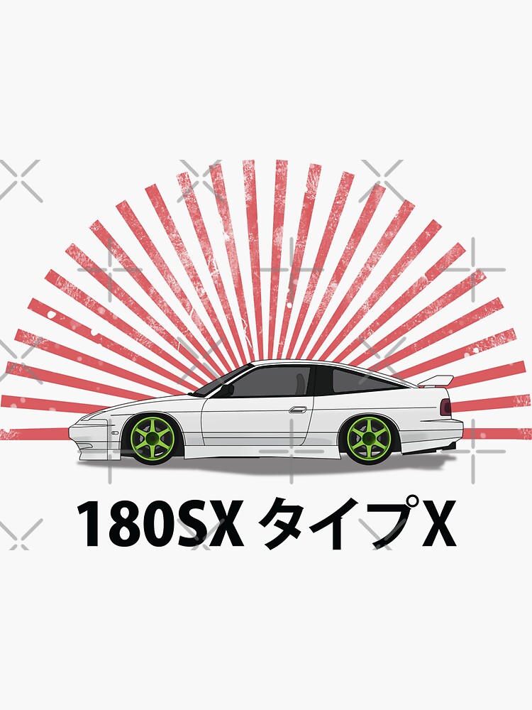 "Nissan 180SX - Rising Sun" Sticker for Sale by nicgfx | Redbubble