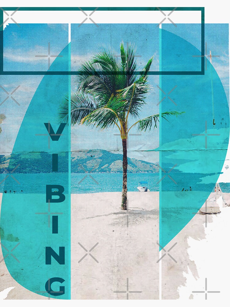 "Vibing and Relaxing at the Beach Graphic Summer Vacation" Sticker for ...