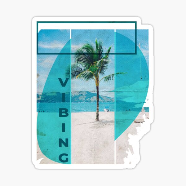 "Vibing and Relaxing at the Beach Graphic Summer Vacation" Sticker for ...