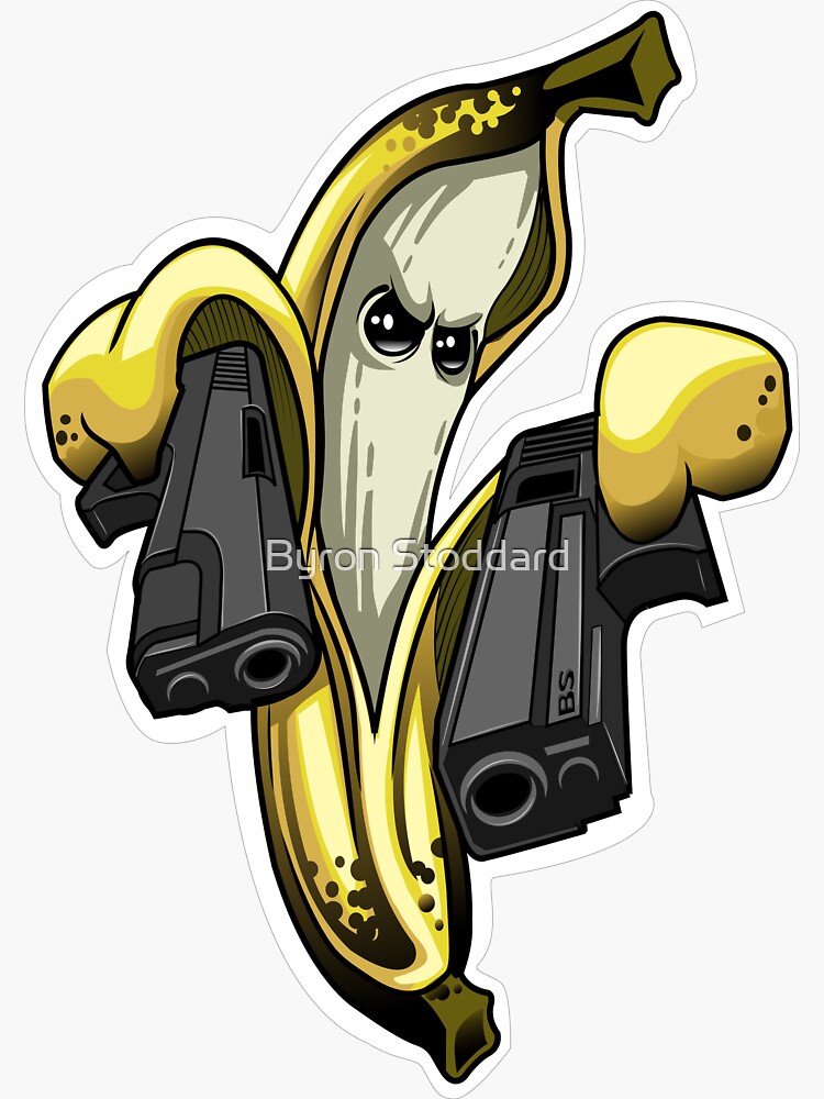 "Armed Banana" Sticker for Sale by Byron-Stoddard | Redbubble
