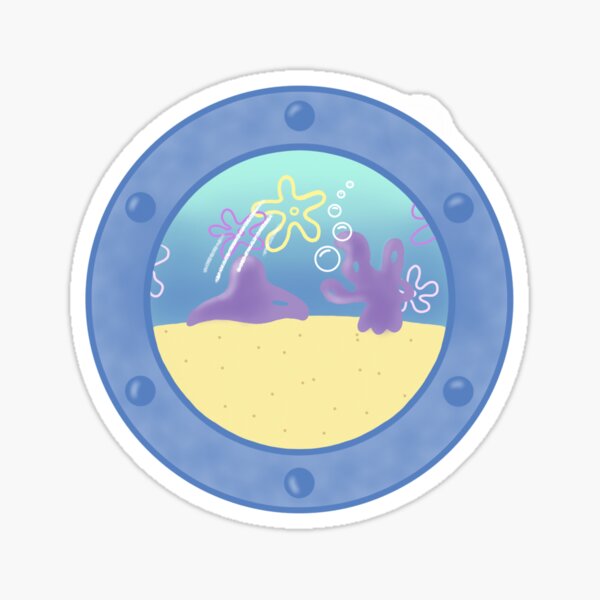 "Spongebob Porthole Artwork Sea Cartoon Of Bikini Bottom" Sticker for ...