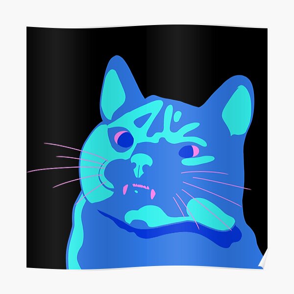 "Neon “wut?” Cat" Poster for Sale by Spellhammer | Redbubble