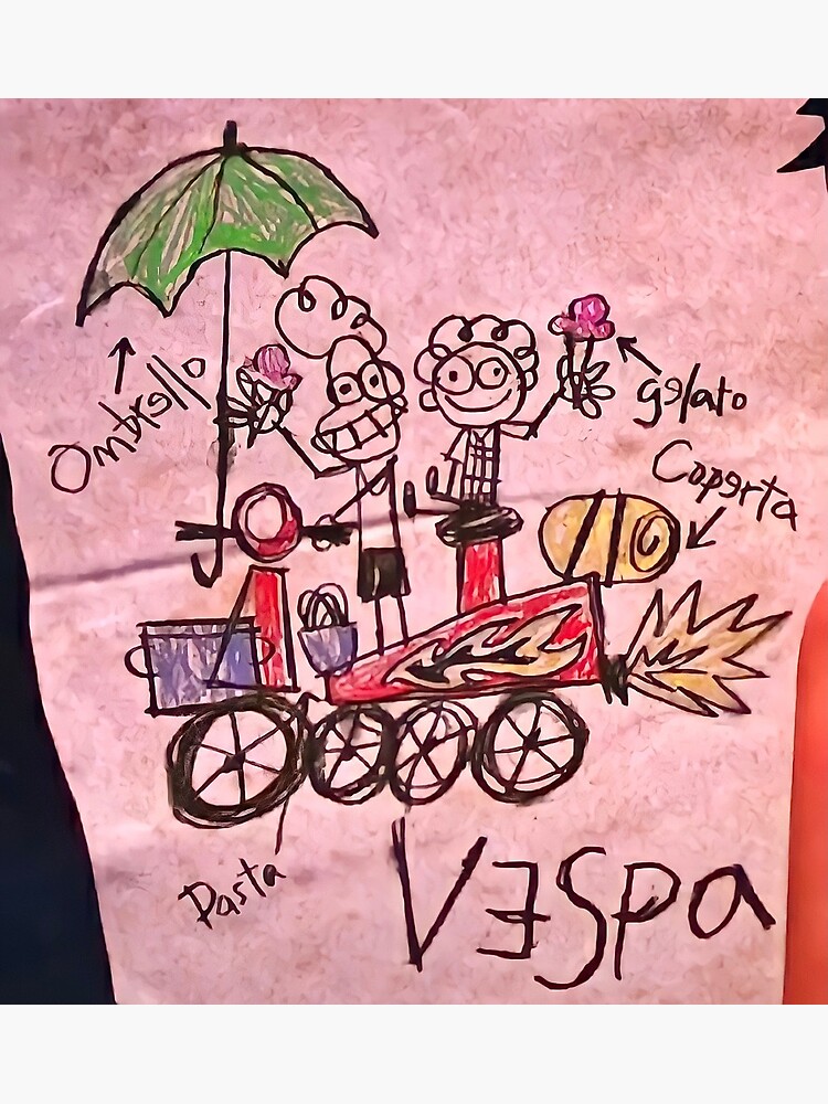 "luca and alberto vespa drawing " Art Print by MjrMario | Redbubble