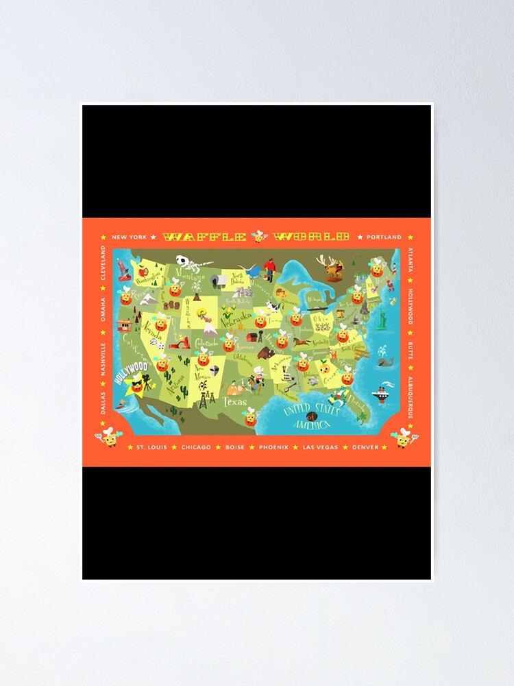 "Waffle World Map " Poster for Sale by Bronx2000 | Redbubble