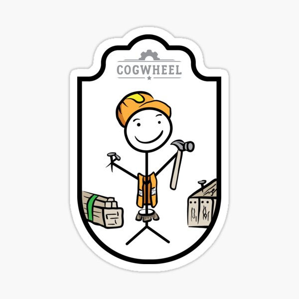 "Stickman Construction Worker" Sticker for Sale by CogwheelCo | Redbubble