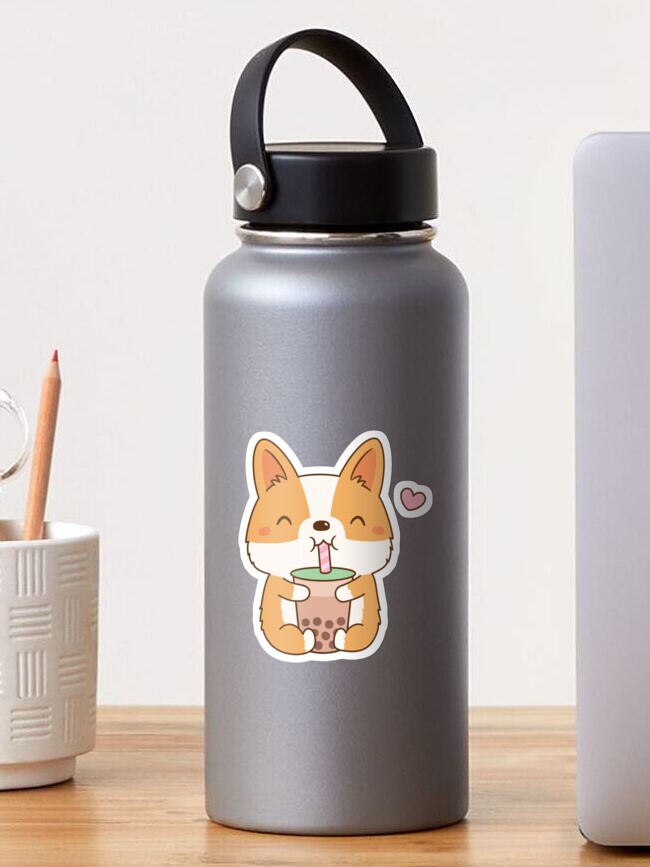 "Cute Corgi Loves Bubble Tea" Sticker for Sale by rustydoodle | Redbubble