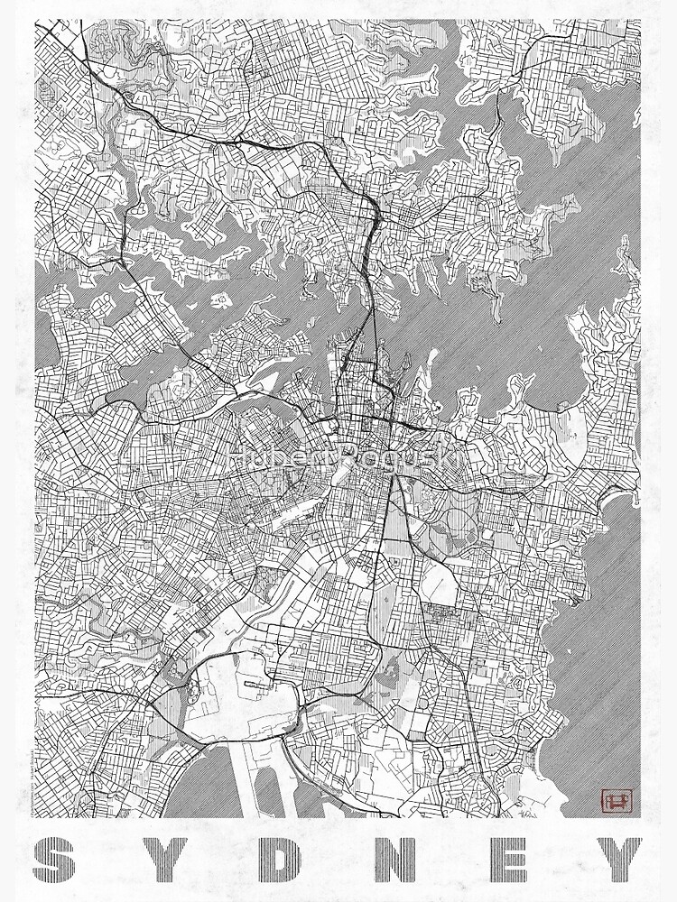 "Sydney Map Line" Art Print for Sale by HubertRoguski | Redbubble