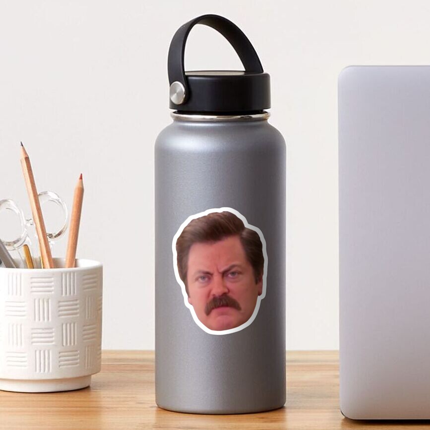 "ron swanson grumpy face" Sticker by chloetw | Redbubble