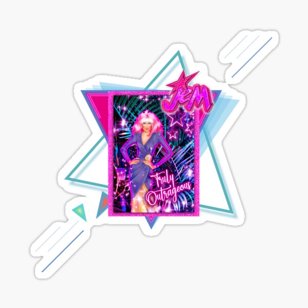 "Retro Jem is Truly Outrageous (Black)" Sticker for Sale by ...