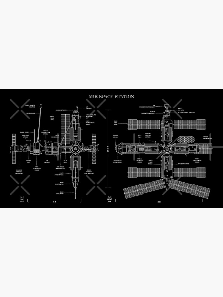 "Mir Space Station (White Stencil - No Background)" Poster by BGALAXY ...