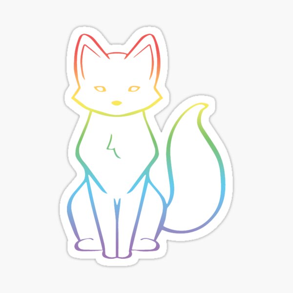 "Fox Line Illustration Design - Rainbow Colour" Sticker for Sale by ...