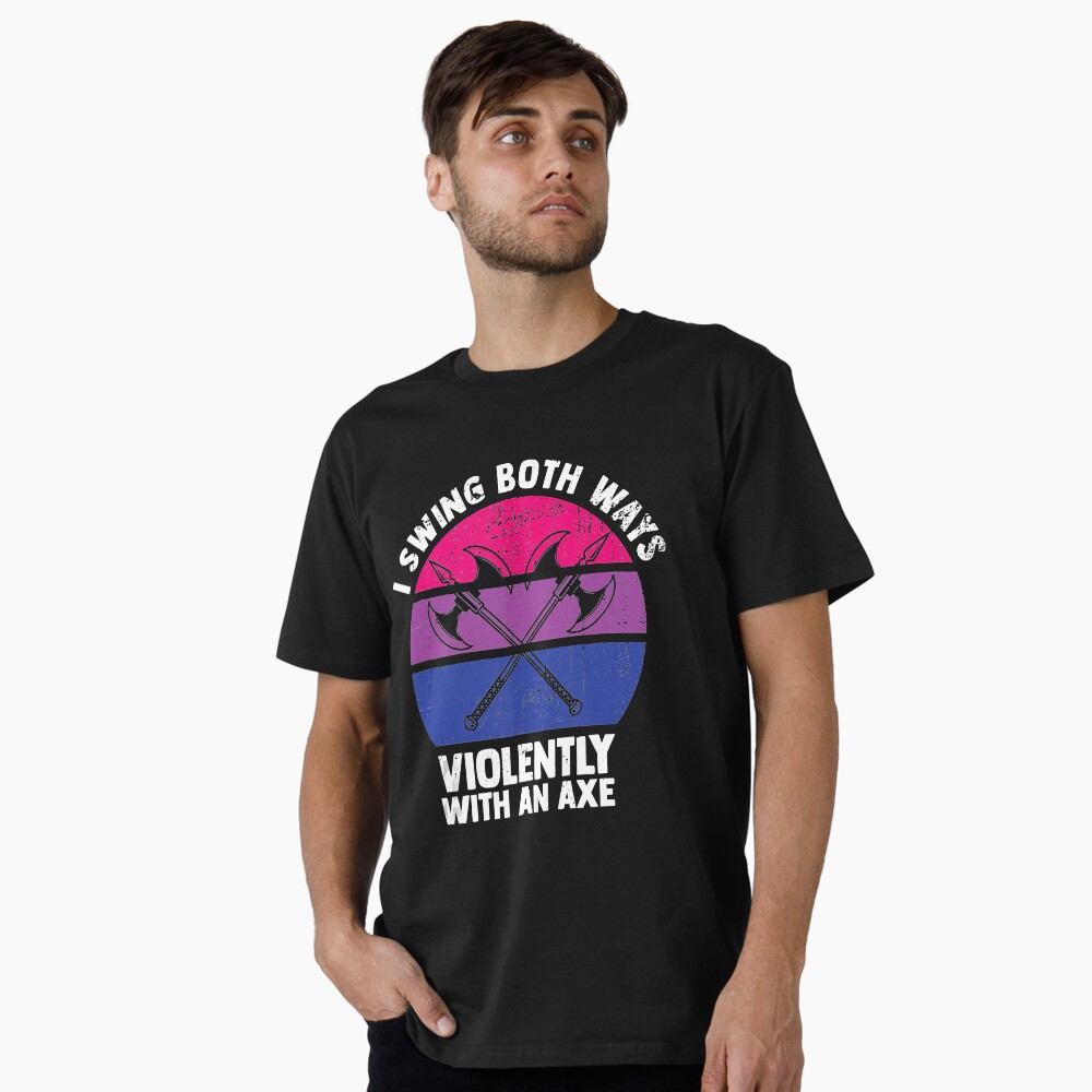 "I Swing Both Ways Violently With An Axe Bisexual LGBT Pride " Pin for ...