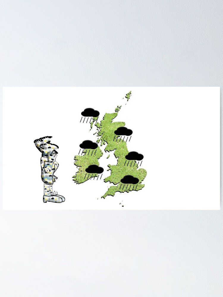 "Cartoon - weather forecaster in front of a map of the British Isles ...