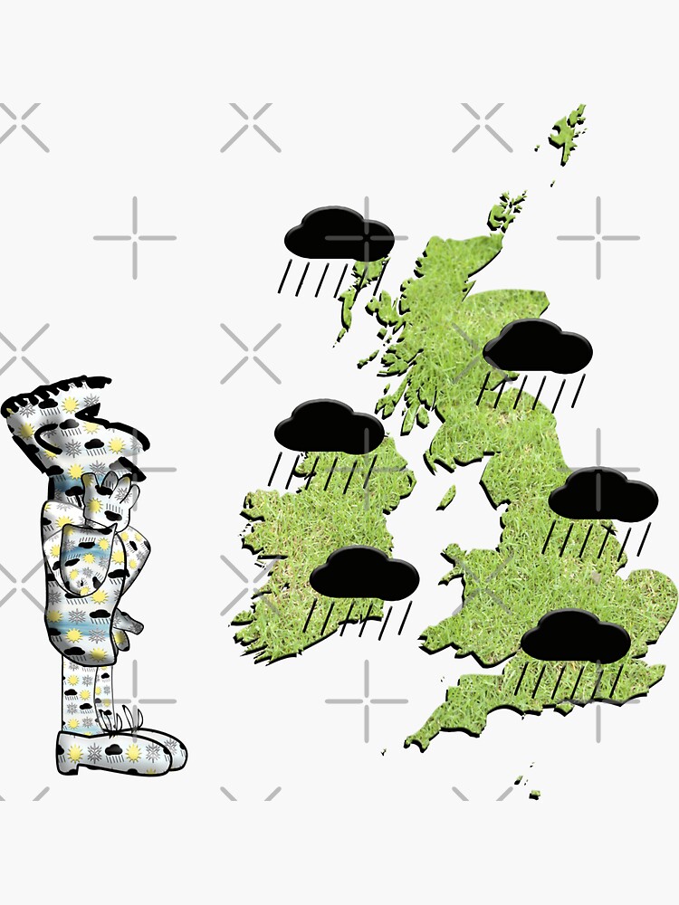 "Cartoon - weather forecaster in front of a map of the British Isles ...