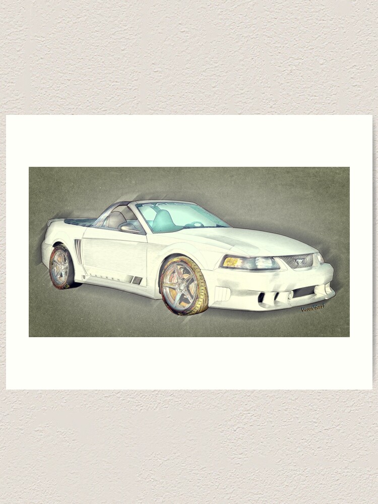 "Fourth Generation Mustang Saleen Rag Top Colour Sketch" Art Print by ...