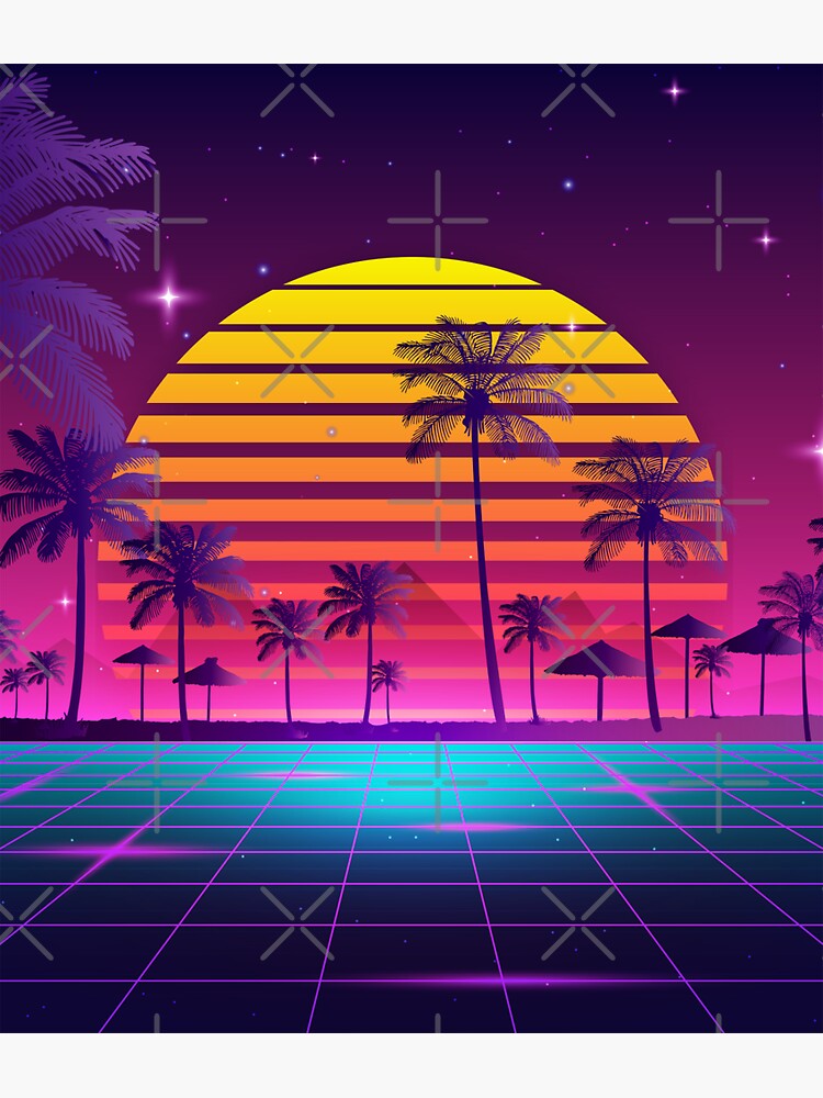 "80s Sunset Synthwave" Sticker for Sale by MaiZephyr | Redbubble