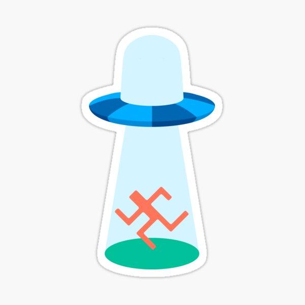 "Trying To Escape From Alien Abduction Orange Stick Man" Sticker for ...