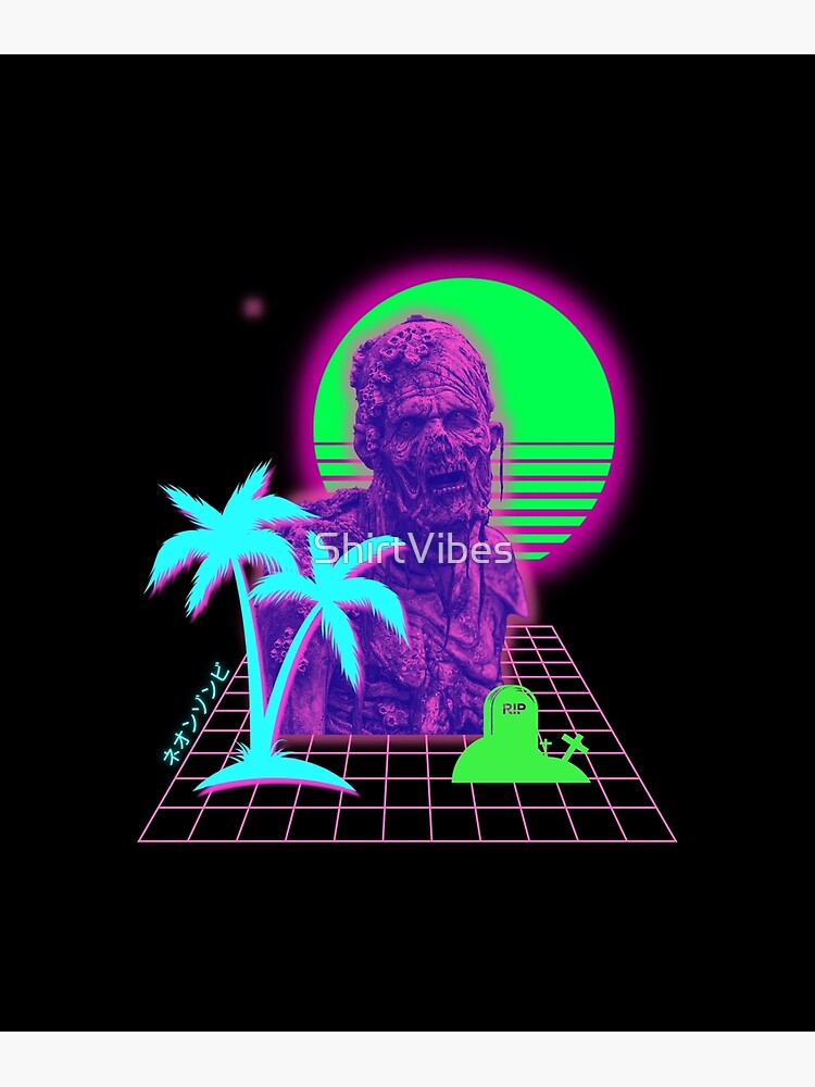 "Neon Zombie Vaporwave Synthwave Sunset Retro Horror " Poster for Sale ...