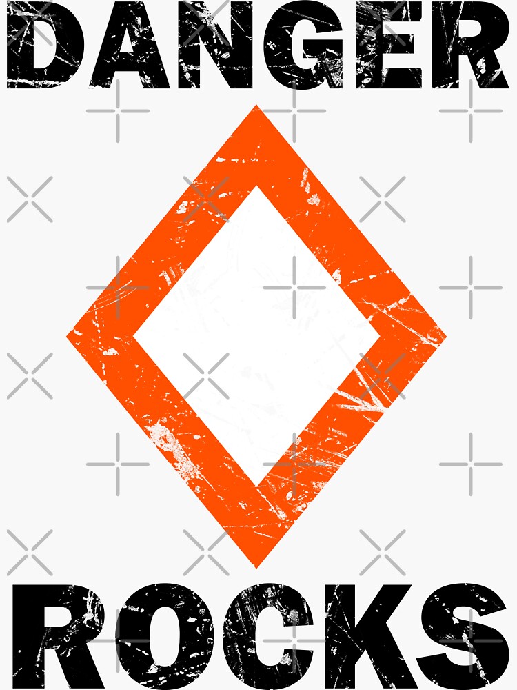 "Danger Rocks Nautical Signage" Sticker by Garaga | Redbubble
