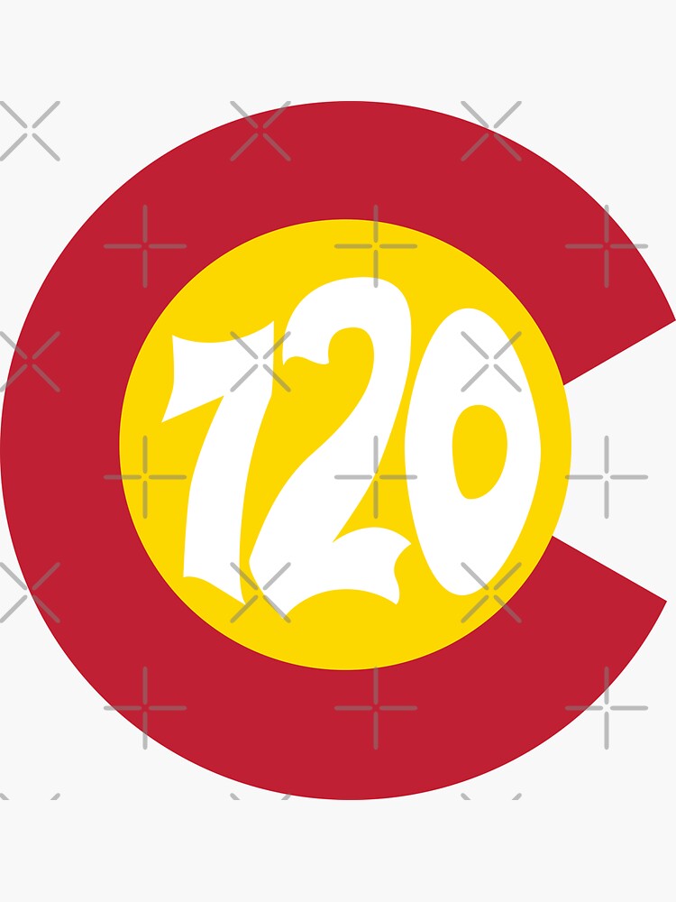 "Hand Drawn Colorado Flag 720 Area Code" Sticker by itsrturn | Redbubble