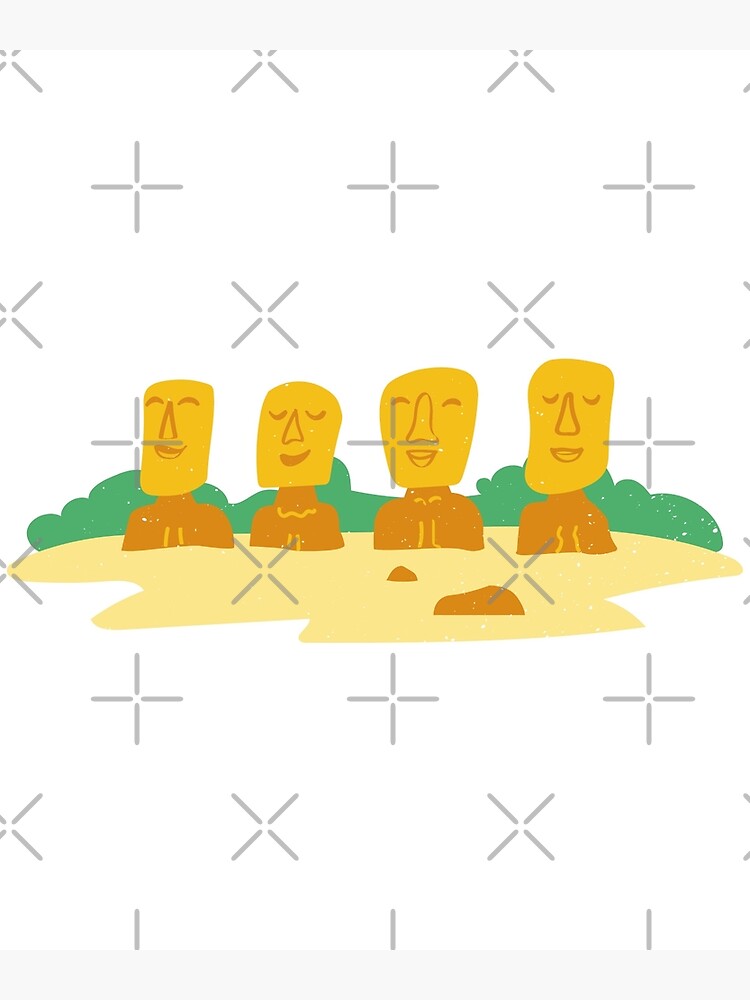 "Colorful Hand-Drawn Moai Easter Island Chile World Landmark" Poster by ...