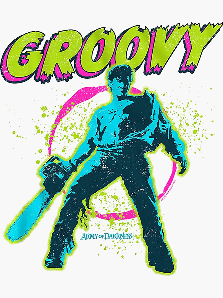 "Neon Groovy Army of Darkness" Sticker for Sale by gifmem910 | Redbubble