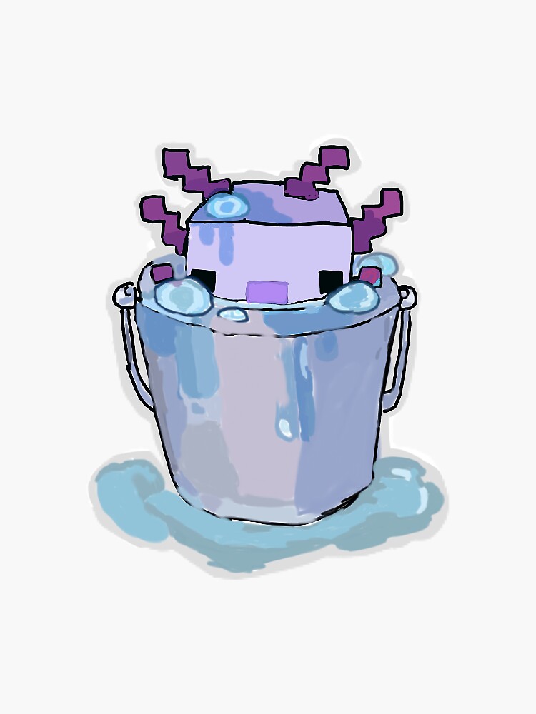 "Pixel purple axolotl in bucket sticker" Sticker for Sale by ...