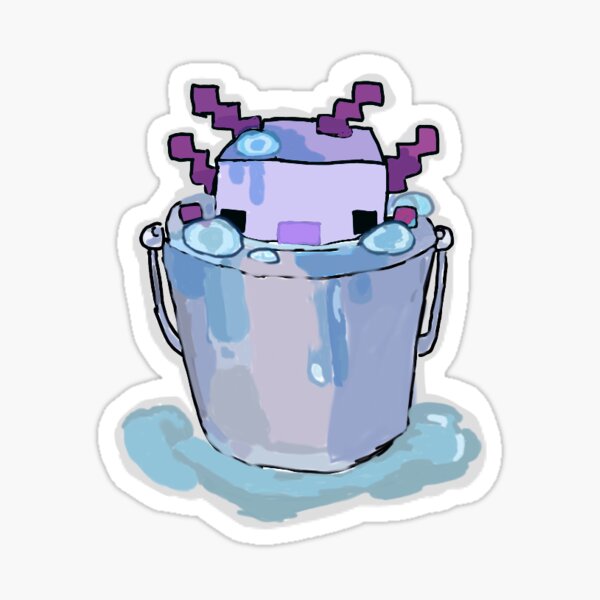 "Pixel purple axolotl in bucket sticker" Sticker for Sale by ...