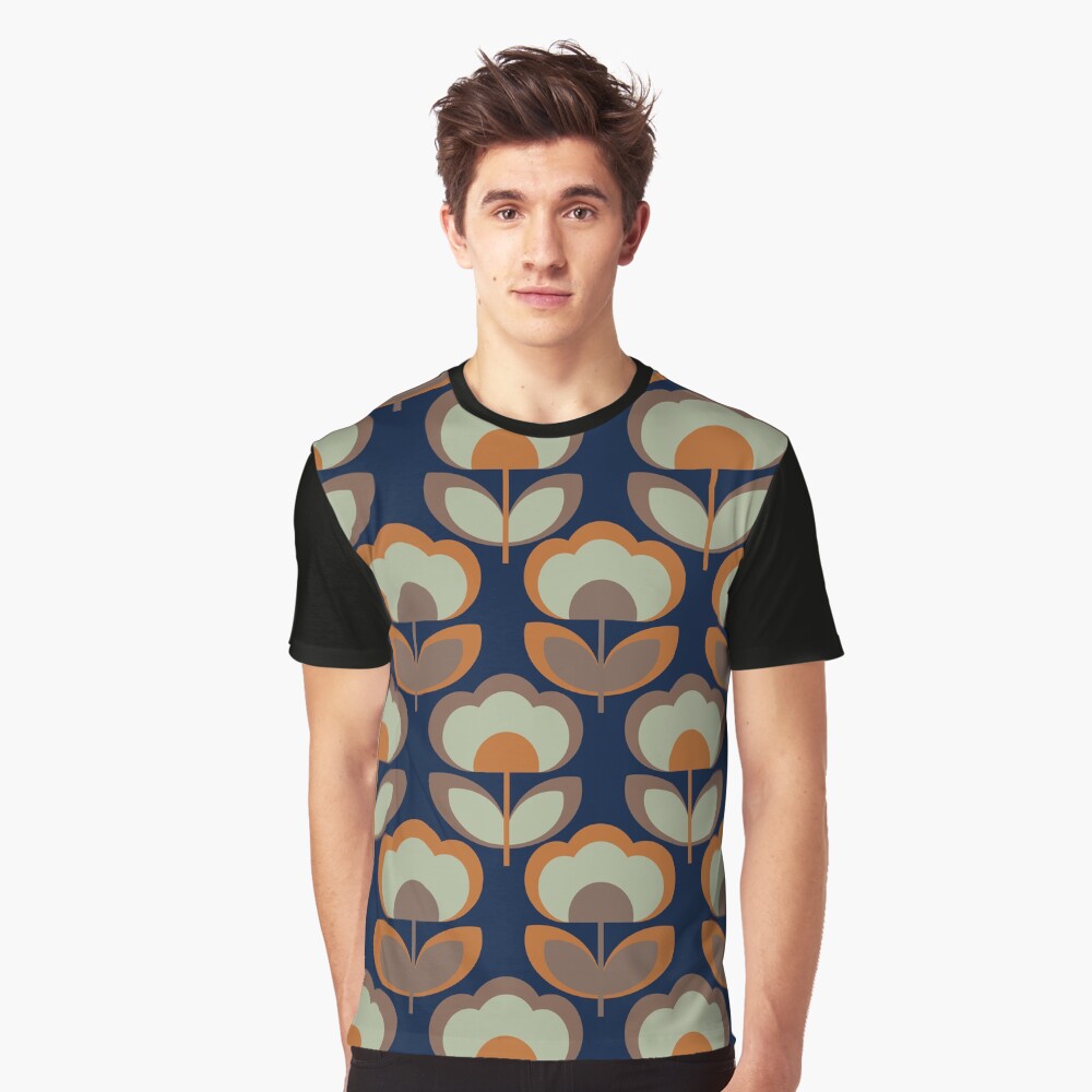 "70s style dark blue graphic flower pattern" iPhone Case for Sale by ...