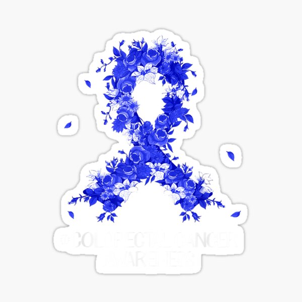 "Wear Blue Flower Ribbon Colorectal Cancer Awareness Gifts" Sticker for ...