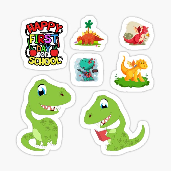 "Happy First Day OF School Dinosaur Sticker Pack Gift For Students ...