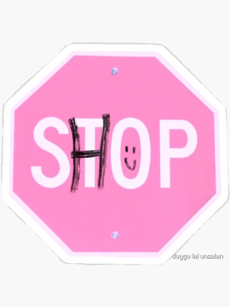 "pink shop stop sign" Sticker by dlu17 | Redbubble