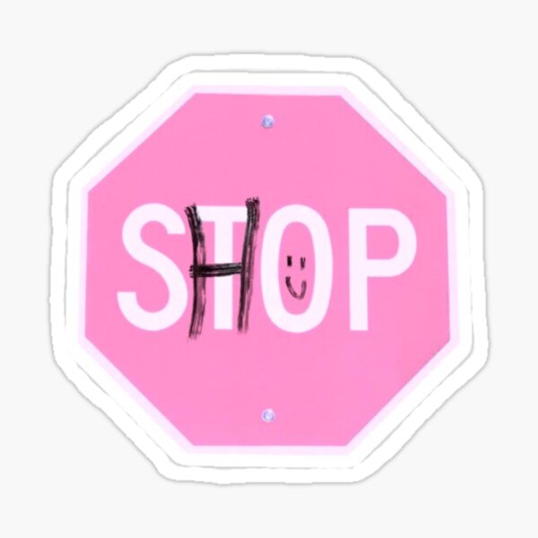 "pink shop stop sign" Sticker by dlu17 | Redbubble