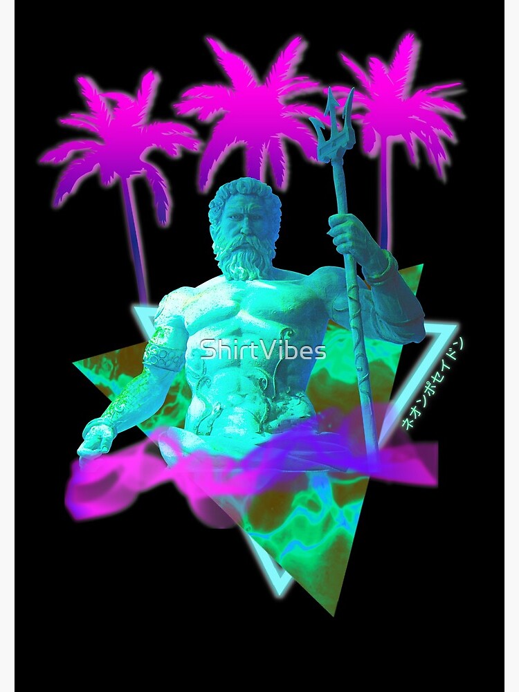 "Neon Poseidon Vaporwave Synthwave Greek God Statue" Spiral Notebook by ...
