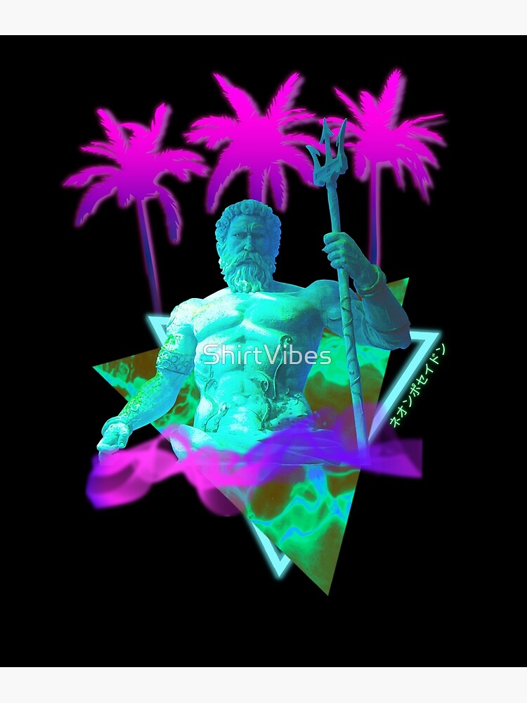 "Neon Poseidon Vaporwave Synthwave Greek God Statue" Poster for Sale by ...