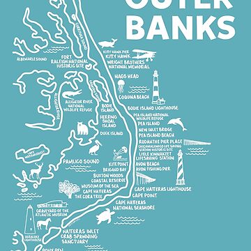 "Outer Banks Map " Poster for Sale by fiberandgloss | Redbubble