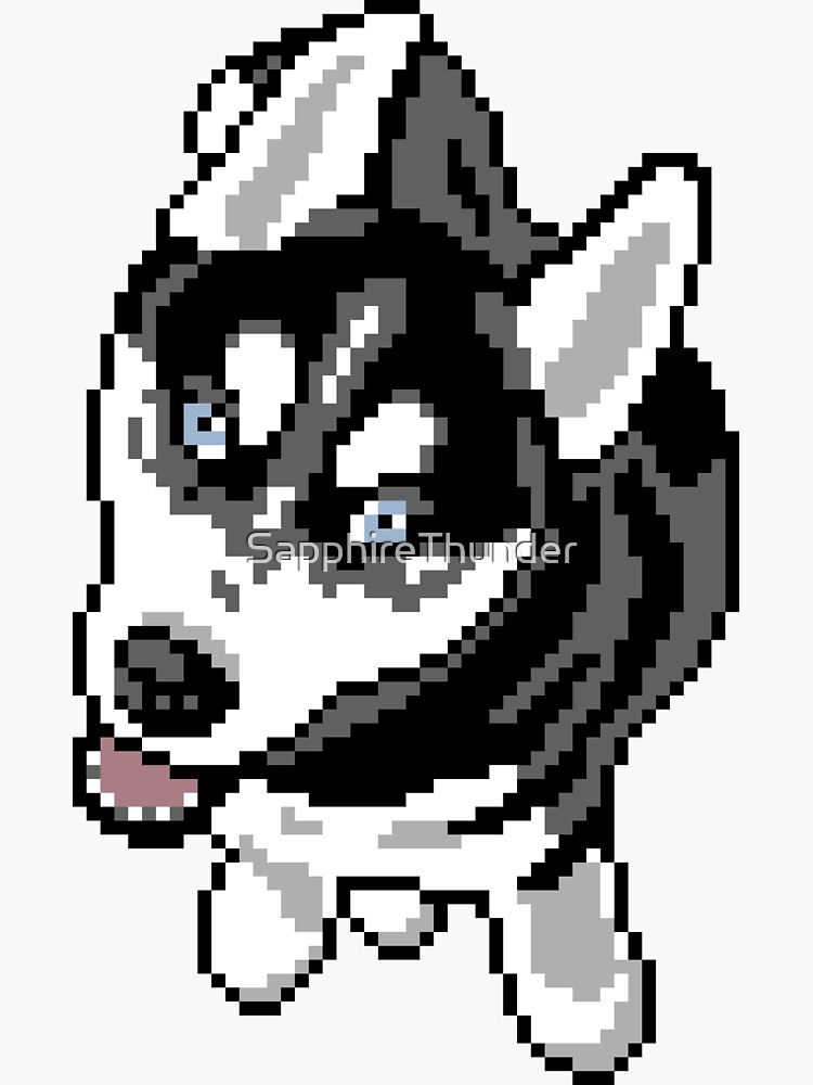 "Husky Puppy Pixel Art" Sticker for Sale by SapphireThunder | Redbubble