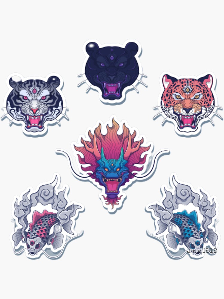 "Group of mythical animal artwork sticker" Sticker for Sale by ...