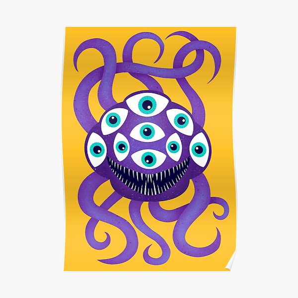 "Purple Monster with Nine Eyes and Nine Tentacles" Poster by GloomyHexe ...