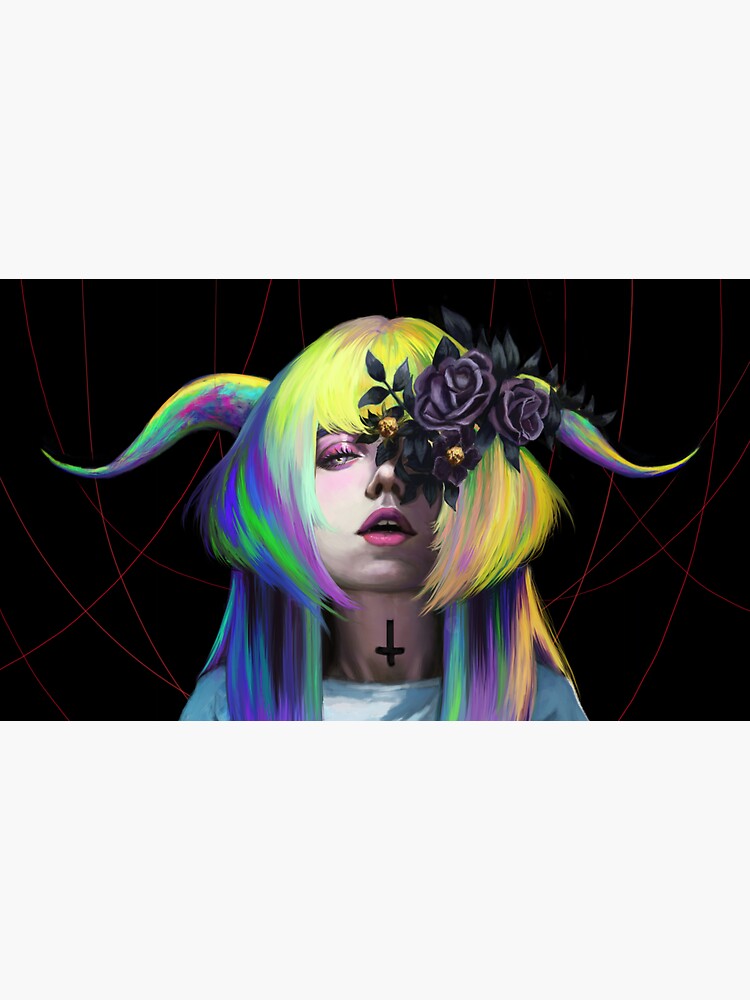 "Lucifer with rainbow and black rose" Sticker for Sale by AsteltainnArt ...