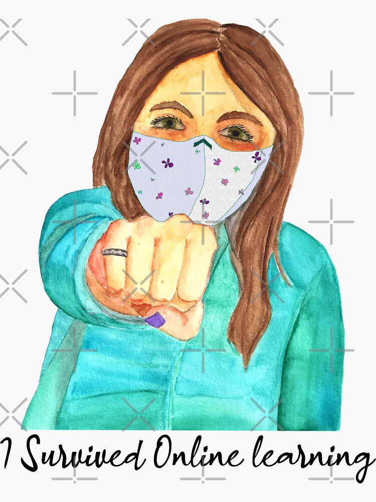 "I survived online learning" Sticker by lclkrist | Redbubble