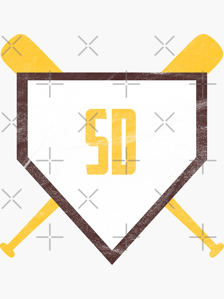 "San Diego Abbreviation Retro Baseball Home Plate Design" Sticker for ...