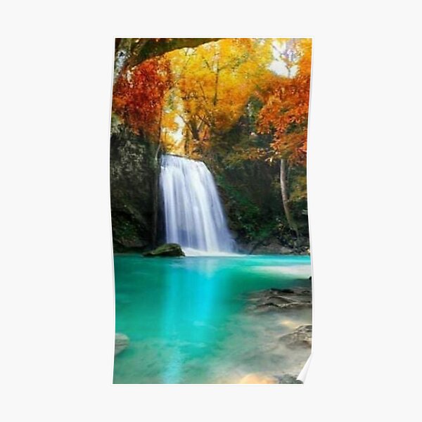 "Small Waterfall Fall colors" Poster for Sale by LAKSHYA-USA | Redbubble