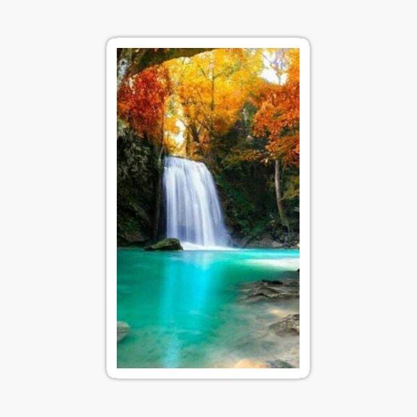 "Small Waterfall Fall colors" Sticker for Sale by LAKSHYA-USA | Redbubble